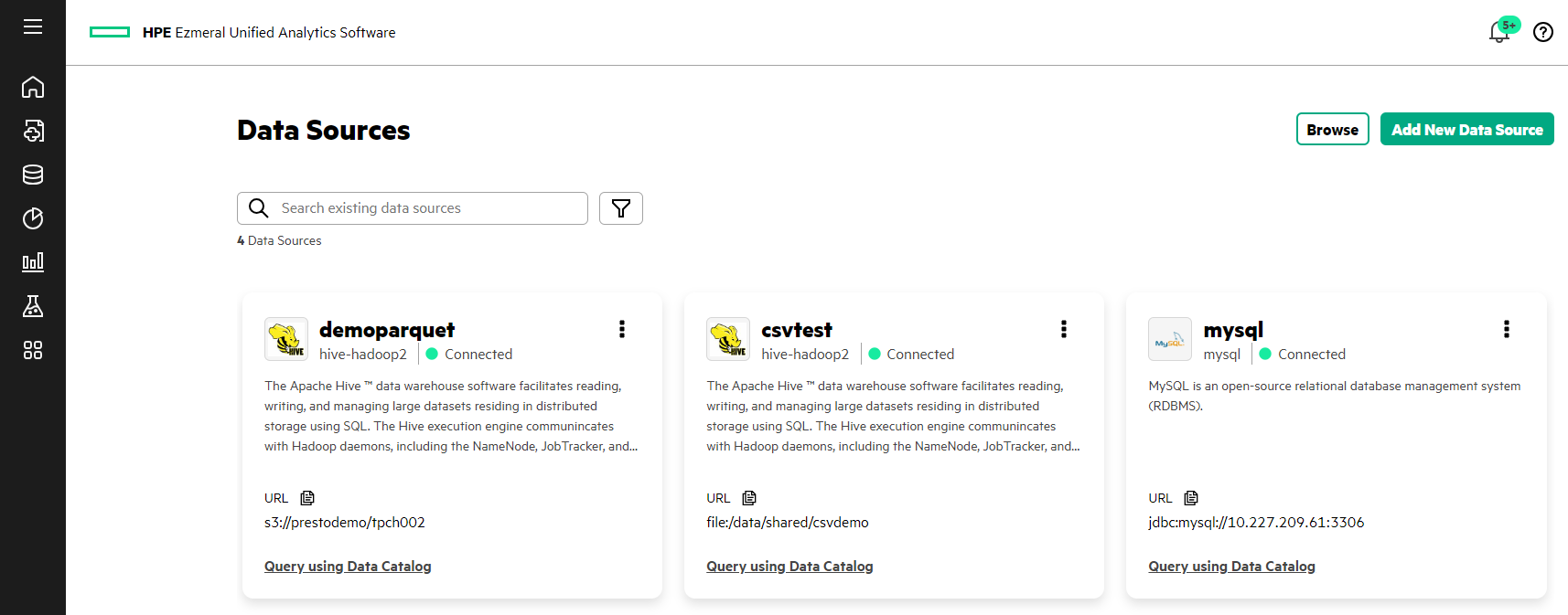 Connecting to CSV and Parquet Data in an External S3 Data Source via Hive Connector