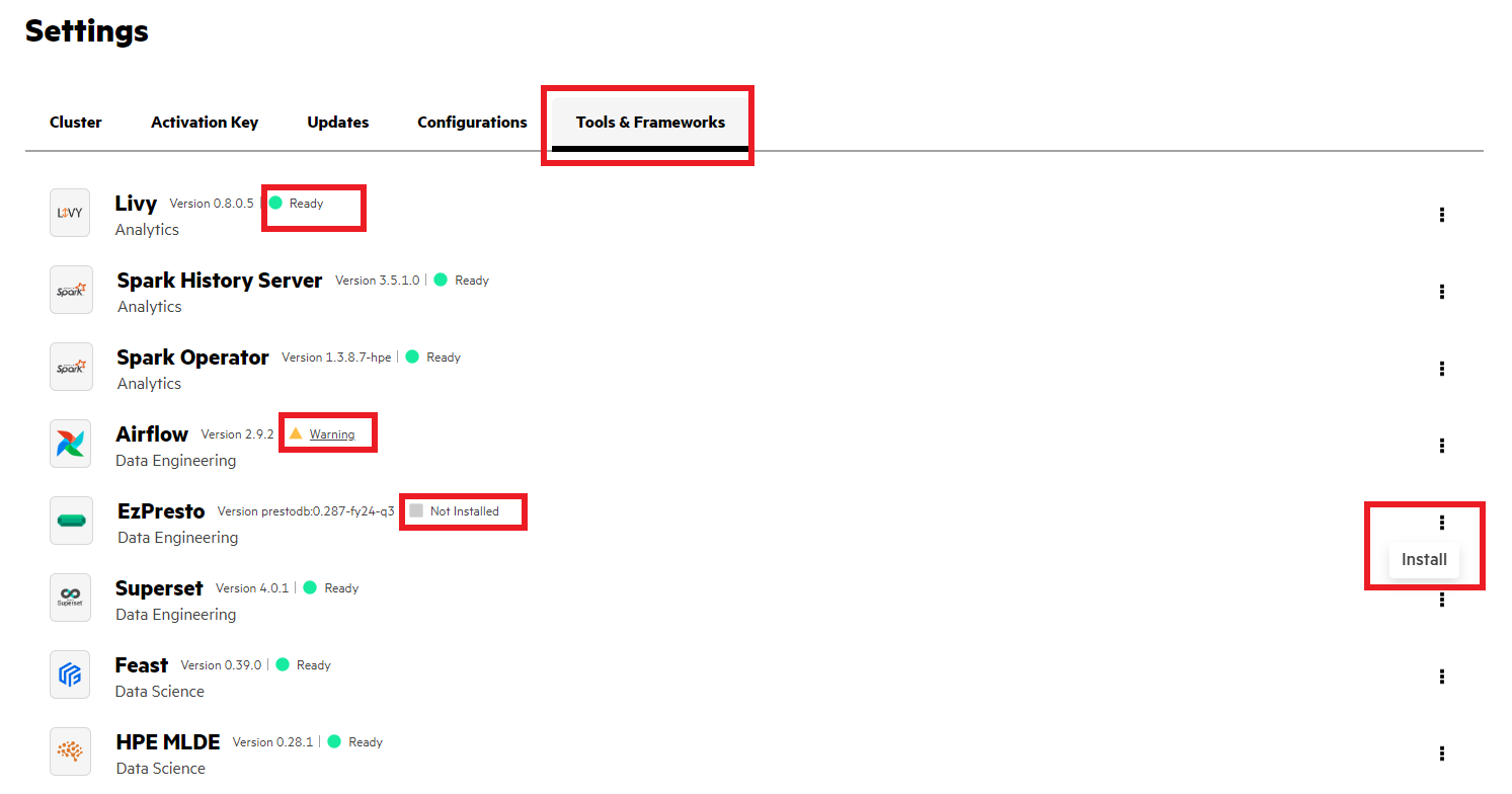 Installing Included Frameworks Post Unified Analytics Installation