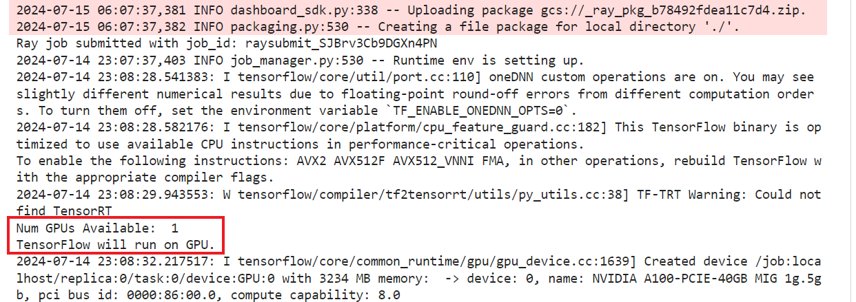 Running Ray GPU Example